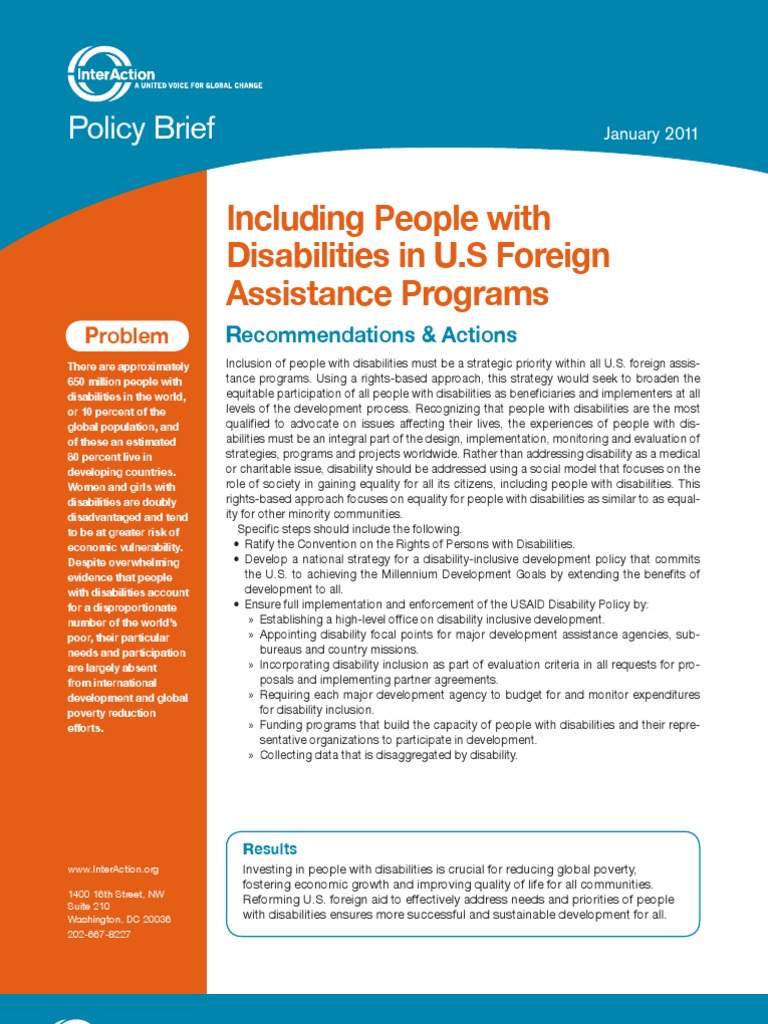 Sec09 - 2011 - FABB - Policy Brief - Disability | PDF | Disability | Economic Development