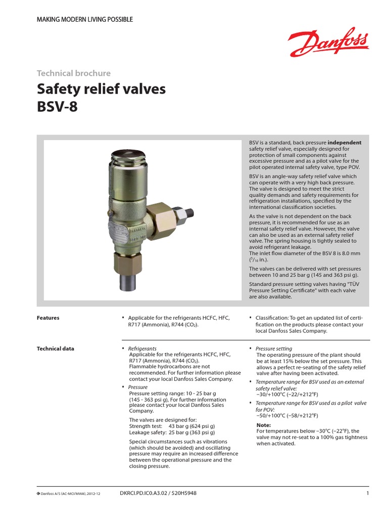 Safety Relief Valves BSV-8: Technical Brochure | PDF | Valve | Pipe ...