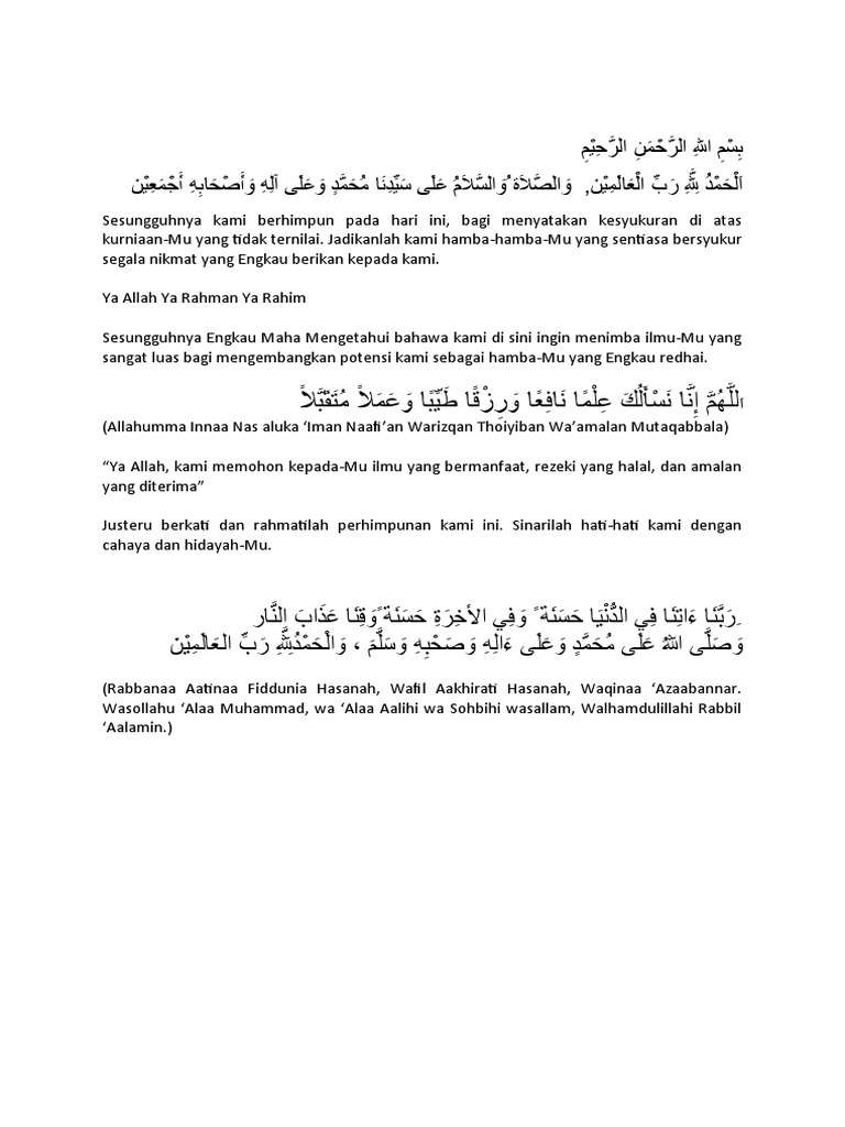 Teks Doa Perhimpunan Isnin | PDF