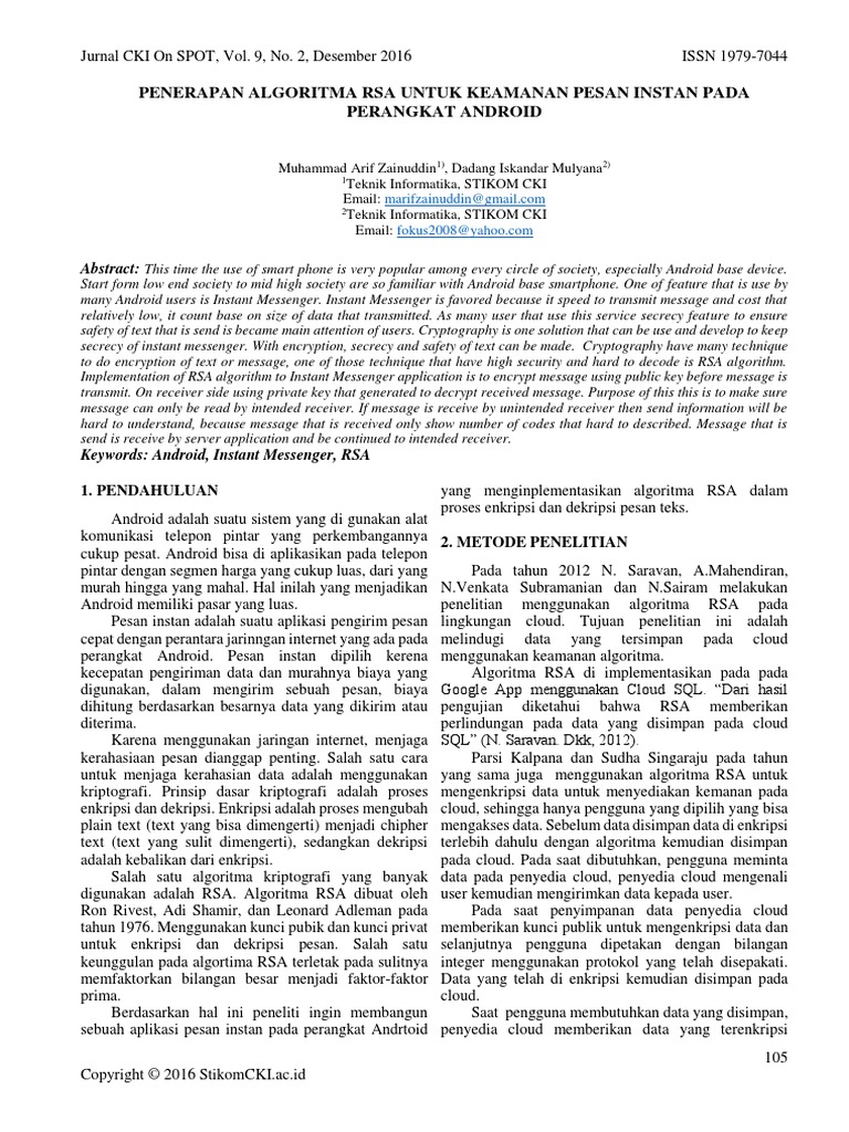 Penerapan Algoritma Rsa Untuk Keamanan Pesan Instan Pada Perangkat Android | Unduh gratis PDF ...