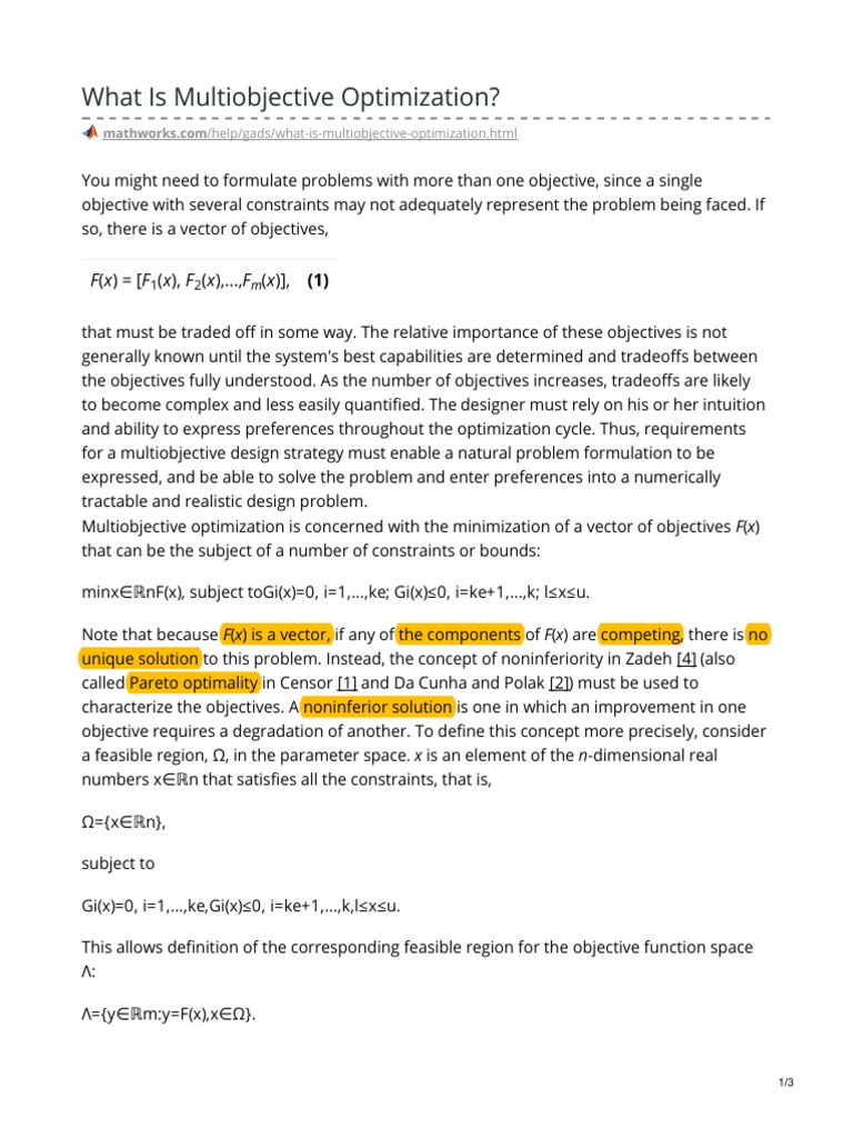 What Is Multiobjective Optimization | PDF | Mathematical Optimization ...