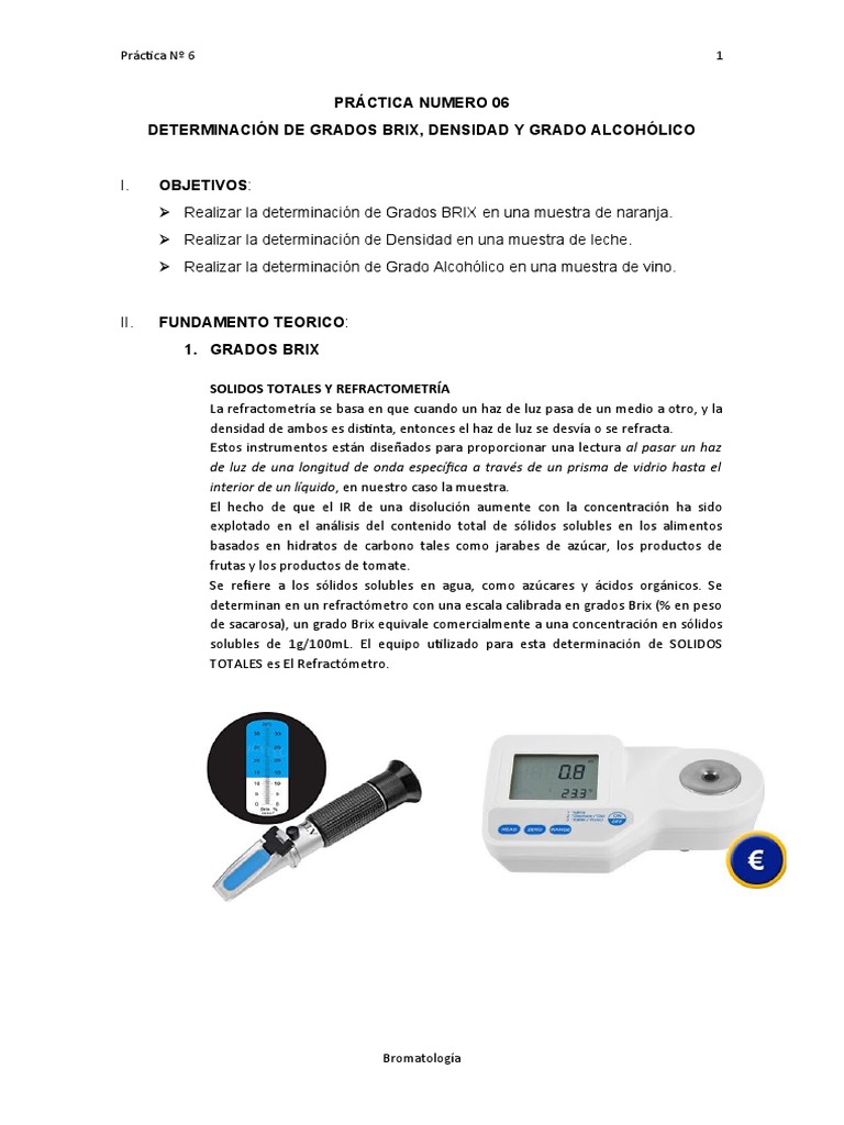 Análisis de Grados Brix, Densidad y Alcohol | PDF | Agua | Destilación