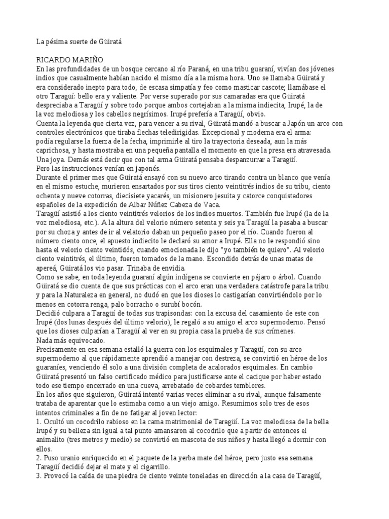 La Pésima Suerte de Guiratá | PDF