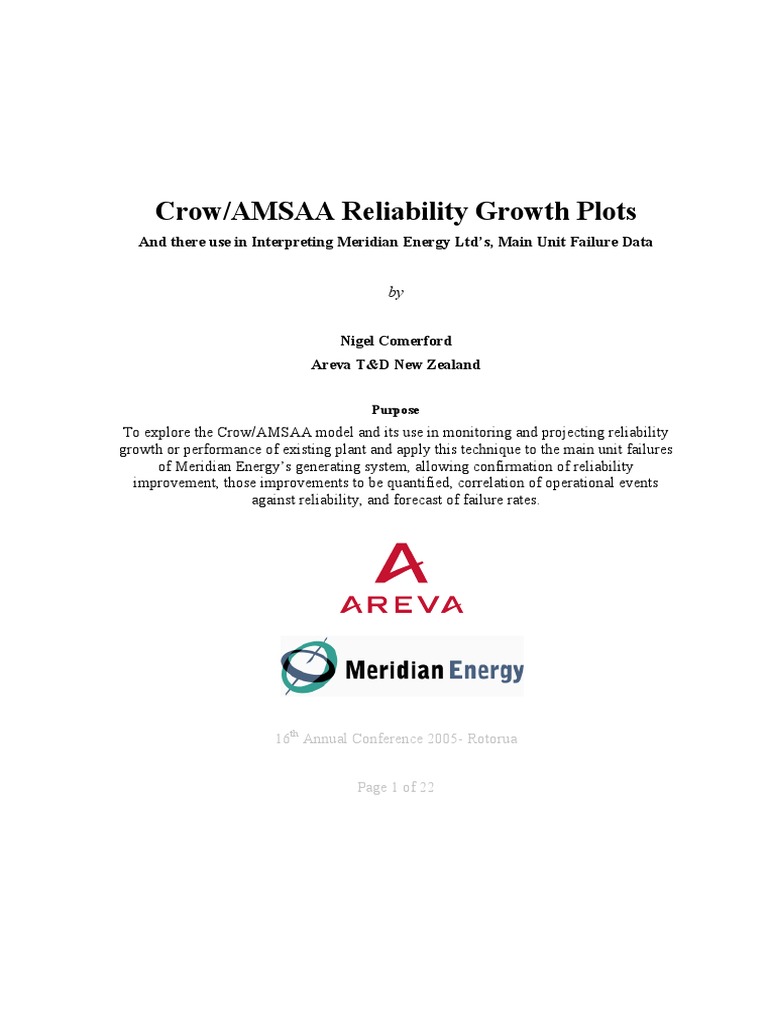 Crow AMSAA PDF | Download Free PDF | Reliability Engineering | Forecasting
