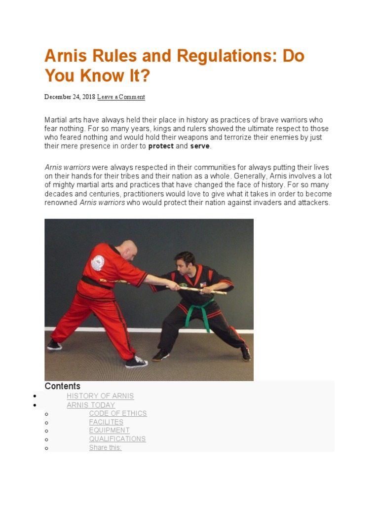 Arnis Rules and Regulations | PDF | Unrest
