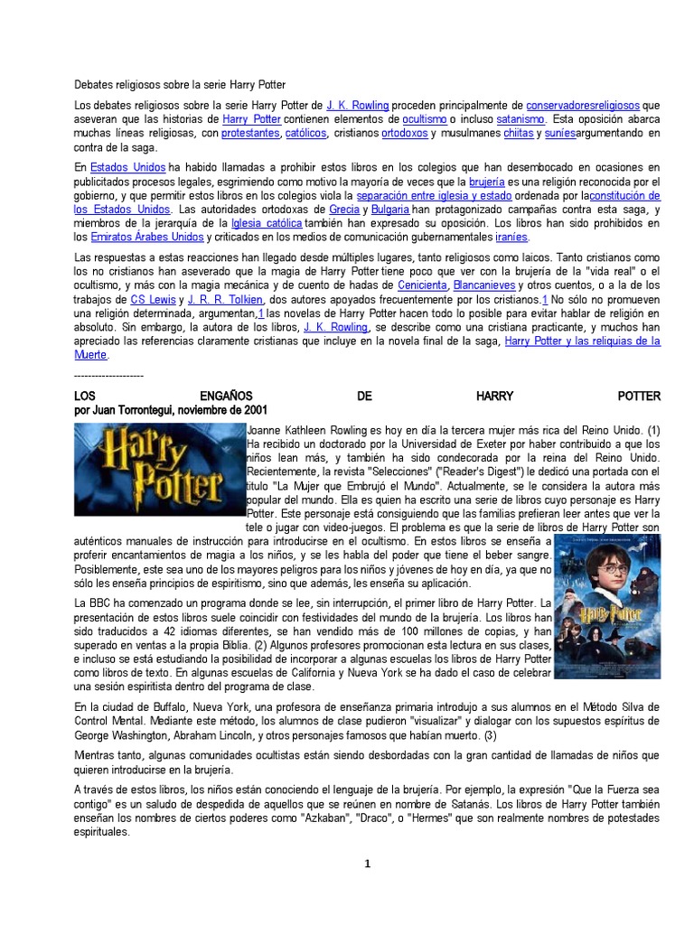 Debates Religiosos Sobre La Serie Harry Potter | PDF | Religión y creencia