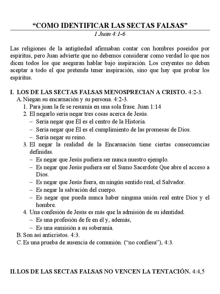 Como Identificar Las Sectas Falsas Descargar Gratis Pdf Jesús