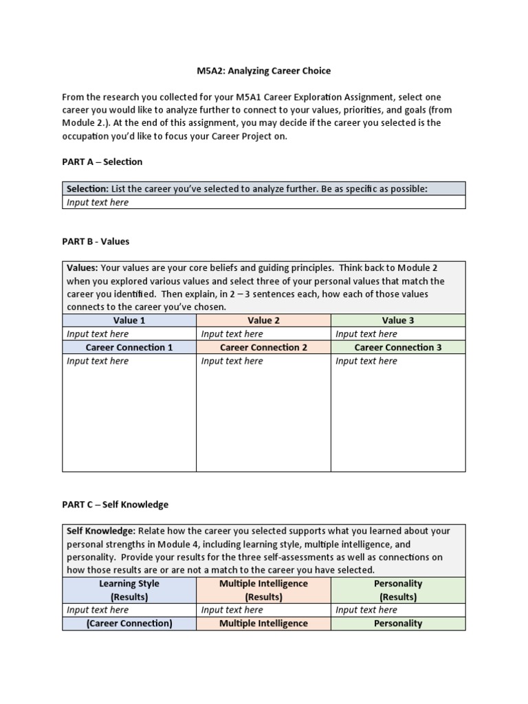 M5A2 Analyzing Career Choice | PDF