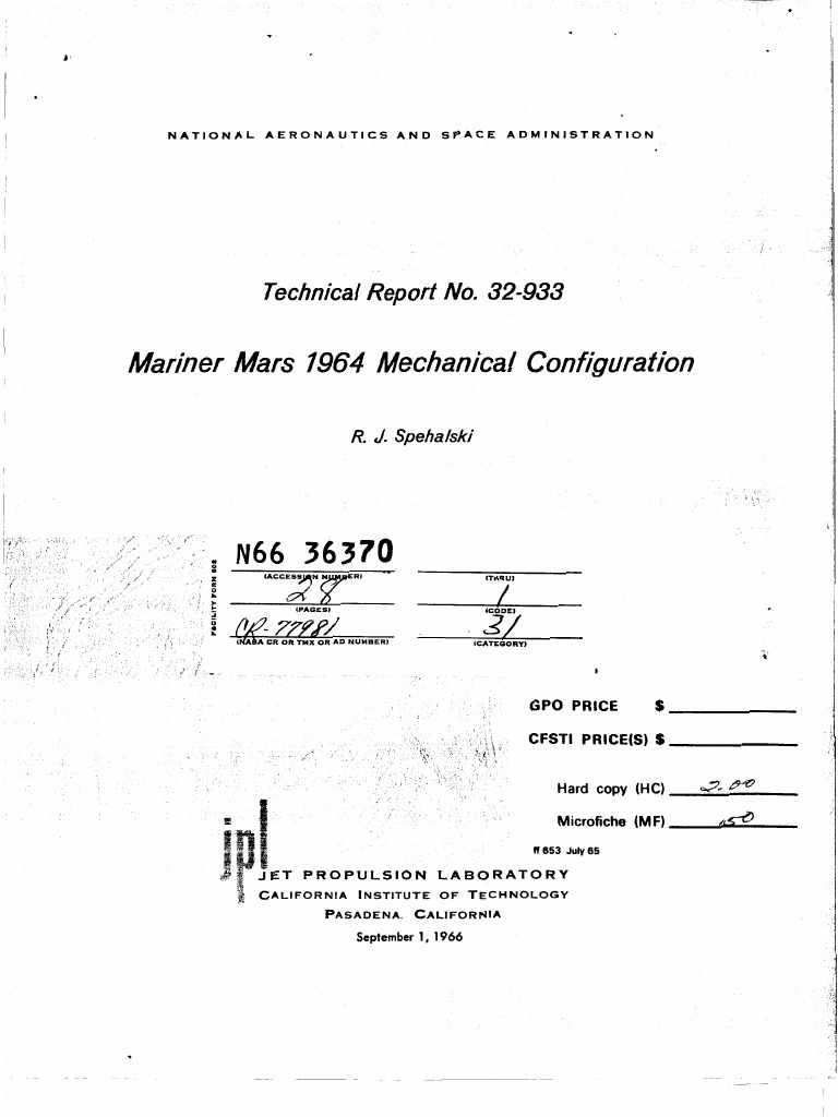 Mariner Mars 1964 Mechanical Configuration | PDF | Mariner Program ...