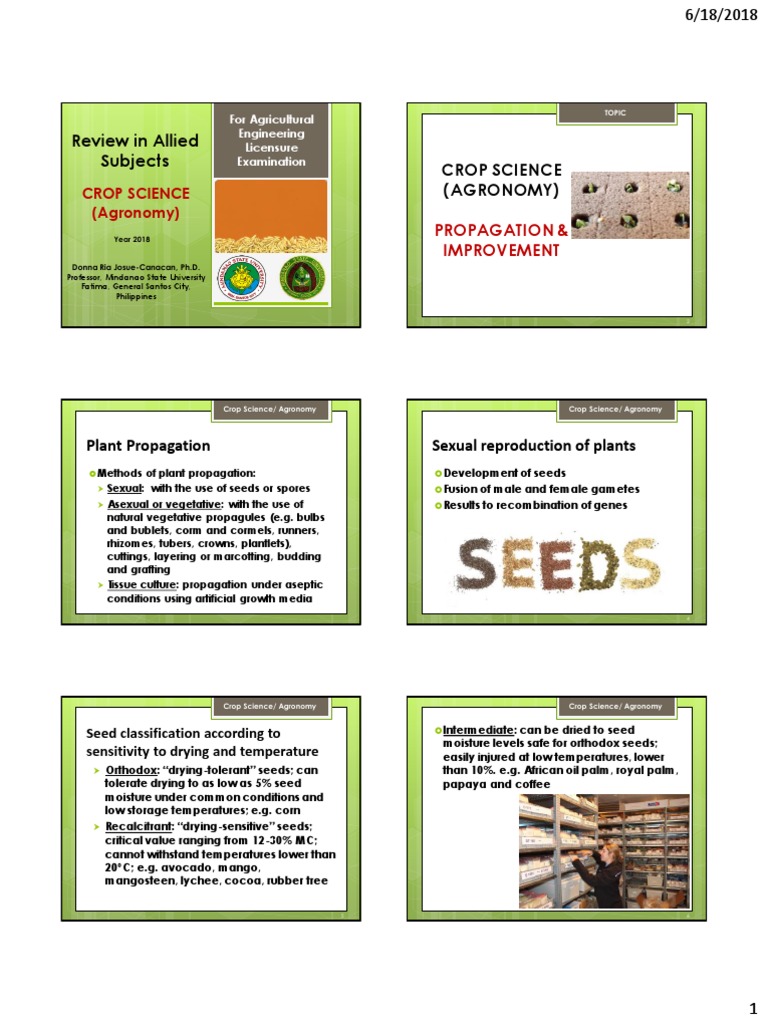 Review in Allied Subjects Crop Science (Agronomy) | PDF | Grafting | Seed