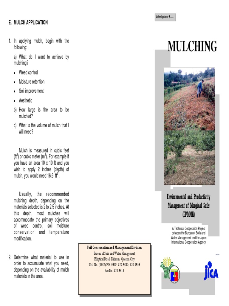 Mulching: E. Mulch Application | PDF | Mulch | Organic Matter