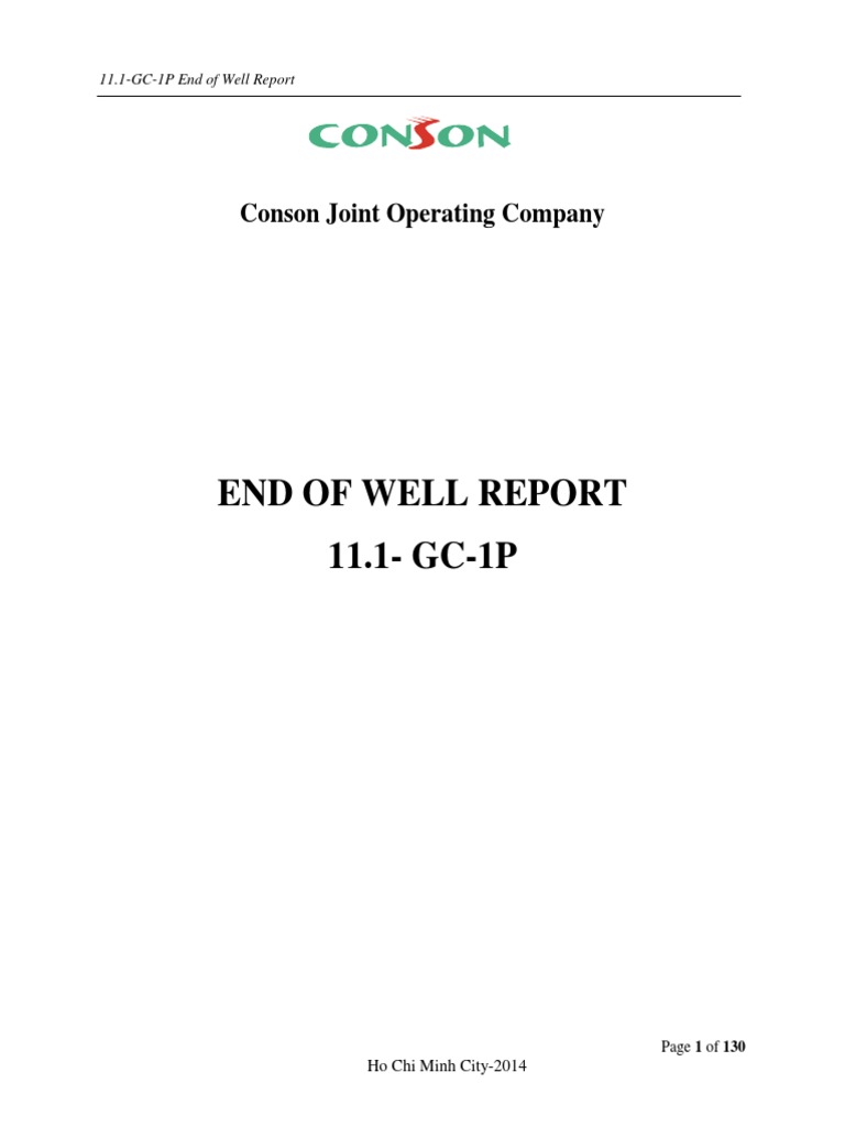 End of Well Report GC-1P | Download Free PDF | Casing (Borehole) | Oil Well