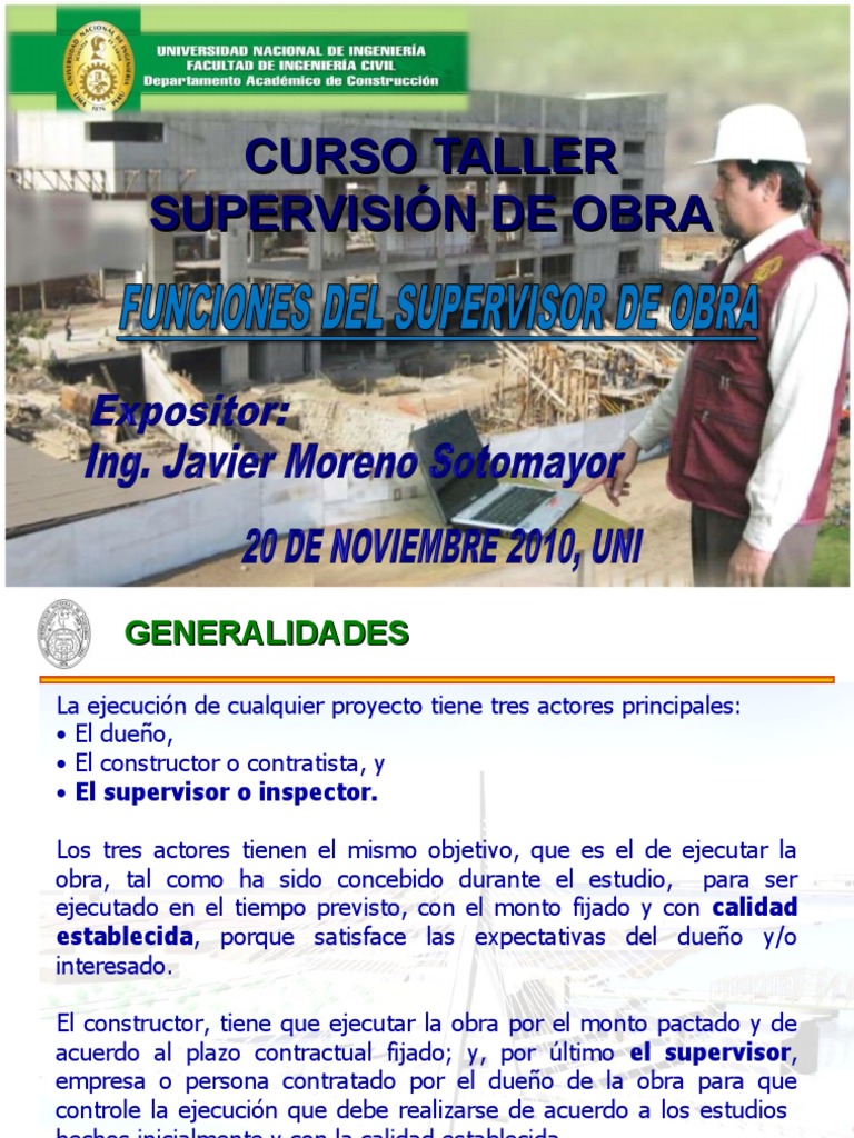 Funciones del Supervisor de Obra Civil | PDF | Ingeniero civil ...