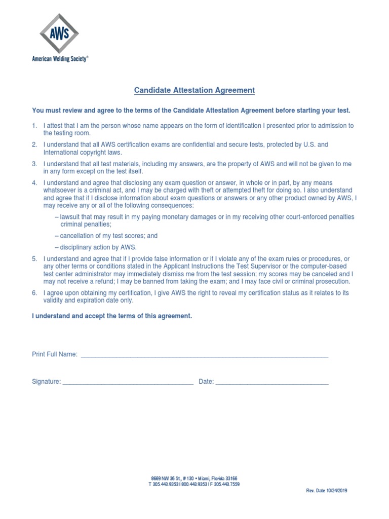 Candidate Attestation Agreement | PDF
