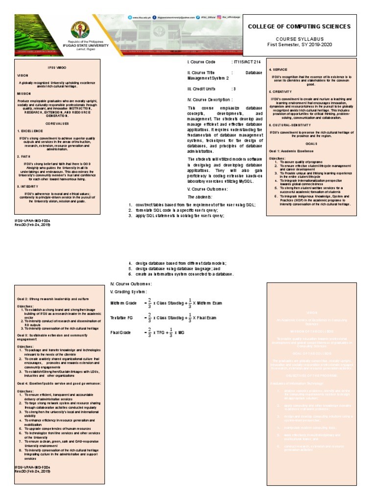 ISO Course Syllabus - DBMS 2 | PDF | Sql | Databases