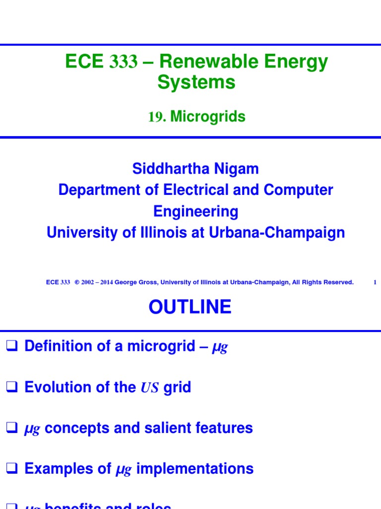 ECE 333 - Renewable Energy Systems: 19. Microgrids | PDF | Electrical Grid | Distributed Generation