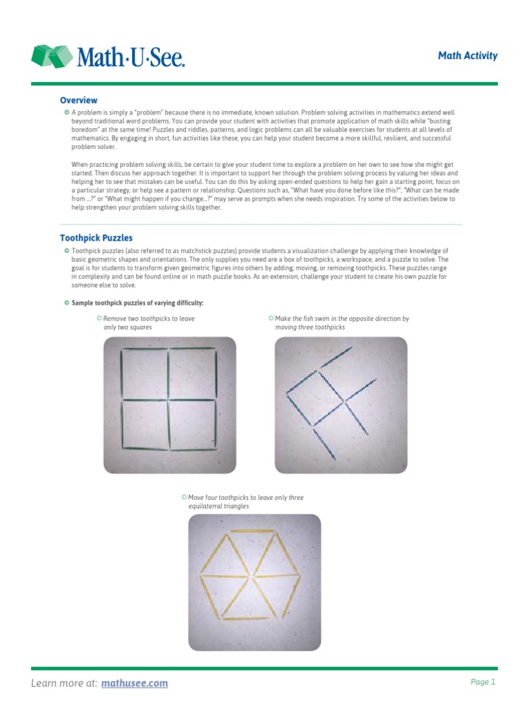 Math Activity: Learn More at | PDF | Teaching Mathematics | Cognition