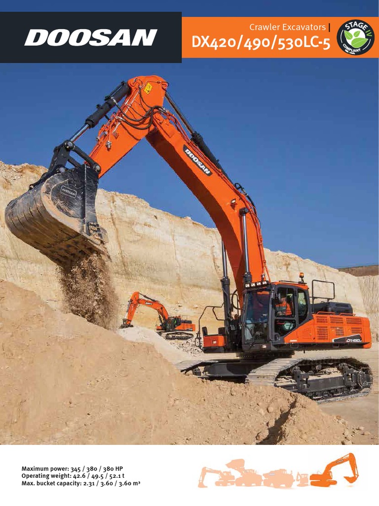 DX420/490/530LC-5: Crawler Excavators | PDF | Horsepower | Diesel Engine