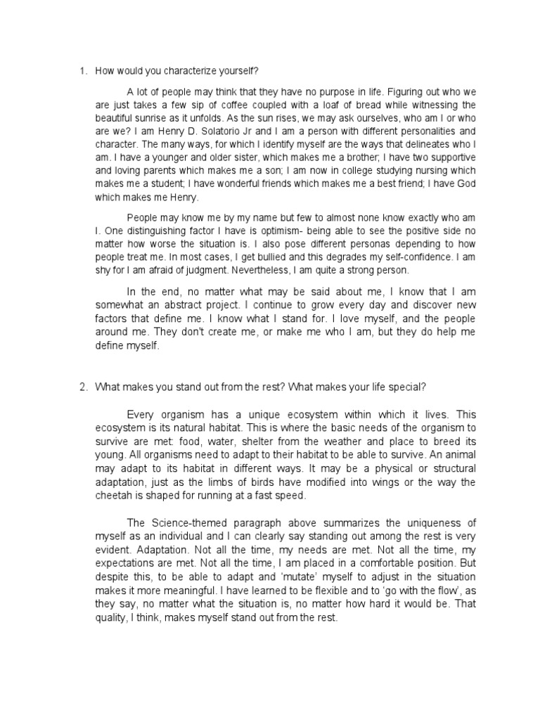 How Would You Characterize Yourself | PDF | Adaptation | Habitat