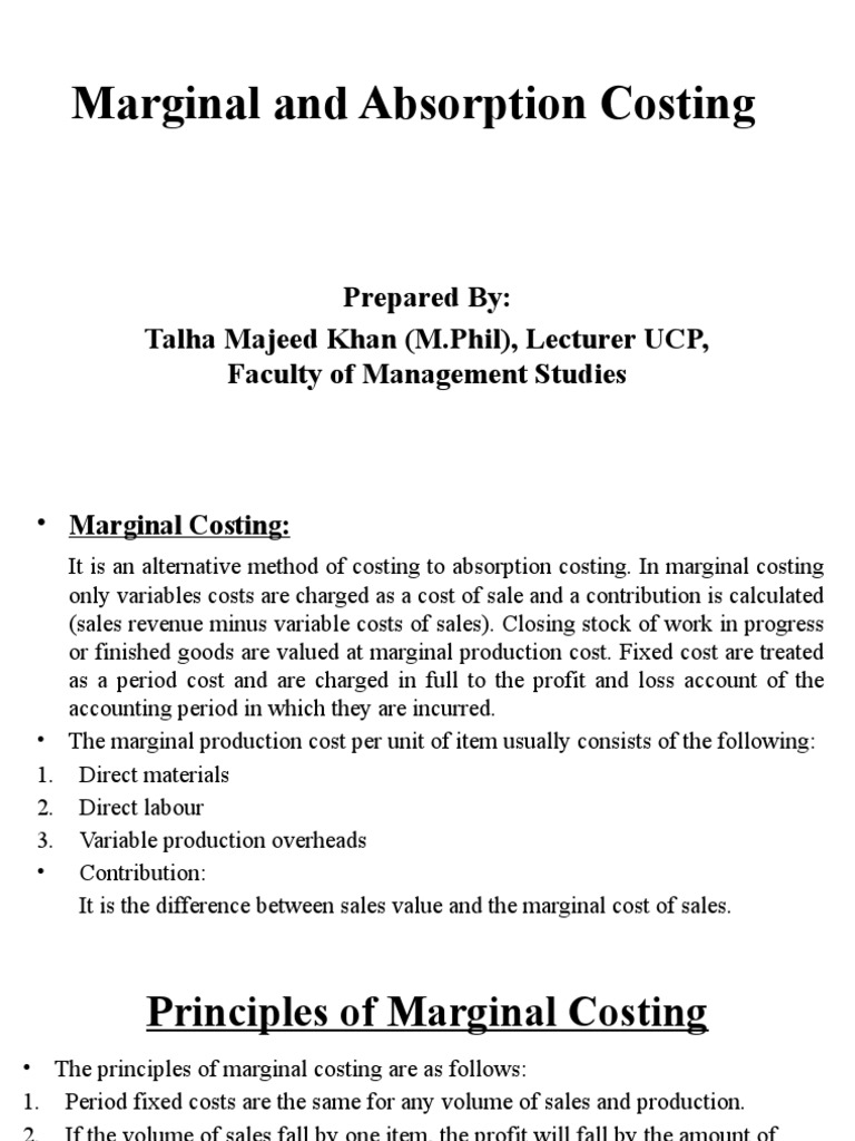 Marginal and Absorption Costing 1 | PDF | Cost Of Goods Sold | Cost