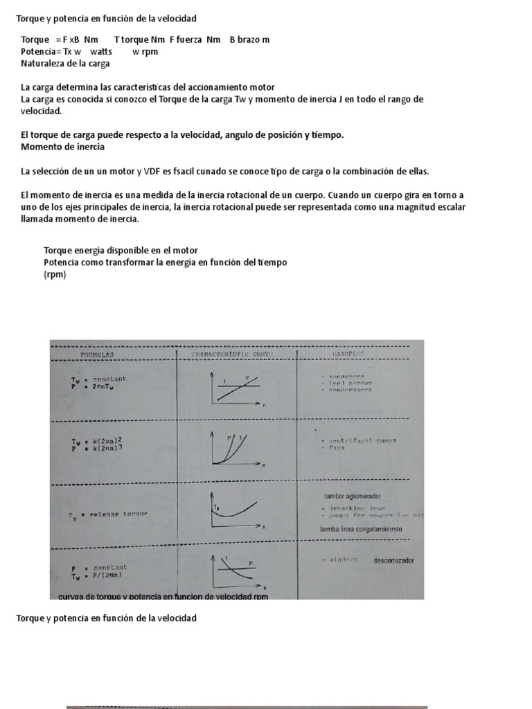 Torques y Potencia | PDF | Esfuerzo de torsión | Velocidad