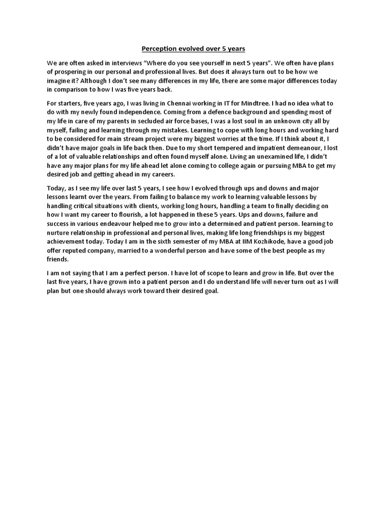 Perception Evolved Over 5 Years | PDF