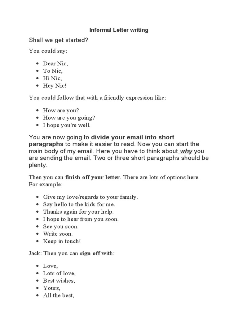 Informal Letter Writing | PDF
