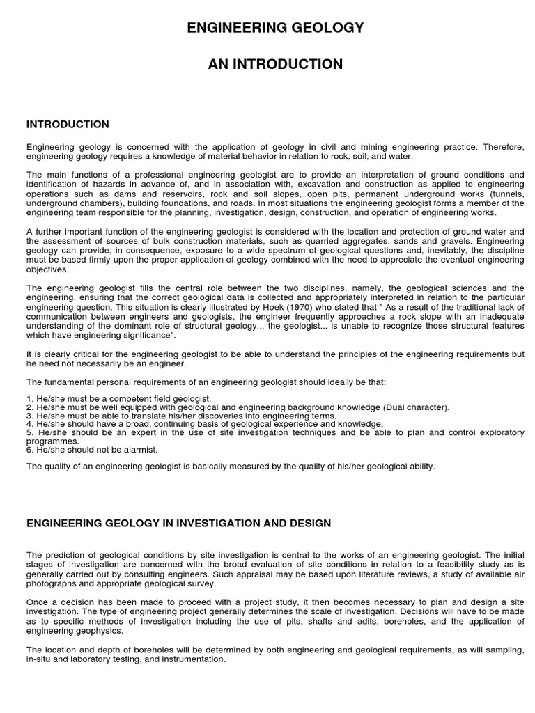 Engineering Geologist Role | PDF | Geology | Engineering