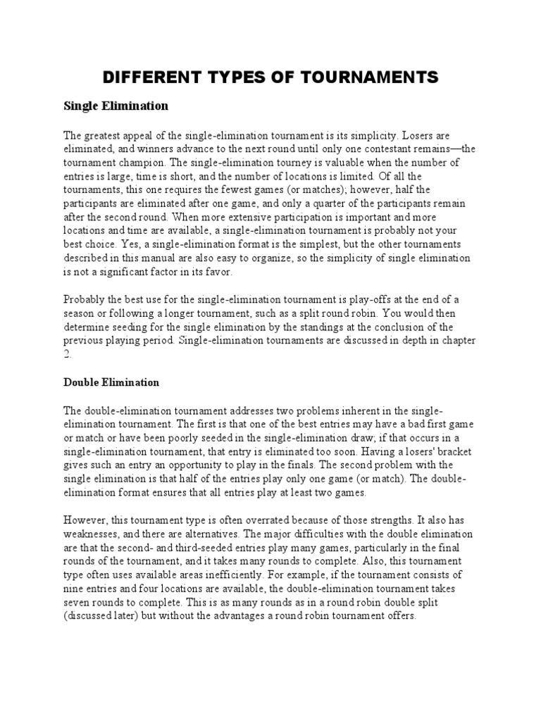 Different Types of Tournaments | Download Free PDF | Tournament ...