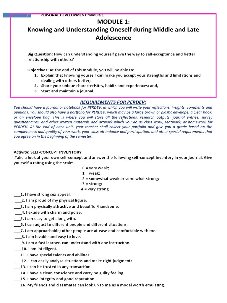 Perdev Activity 1 | PDF | Self | Goal