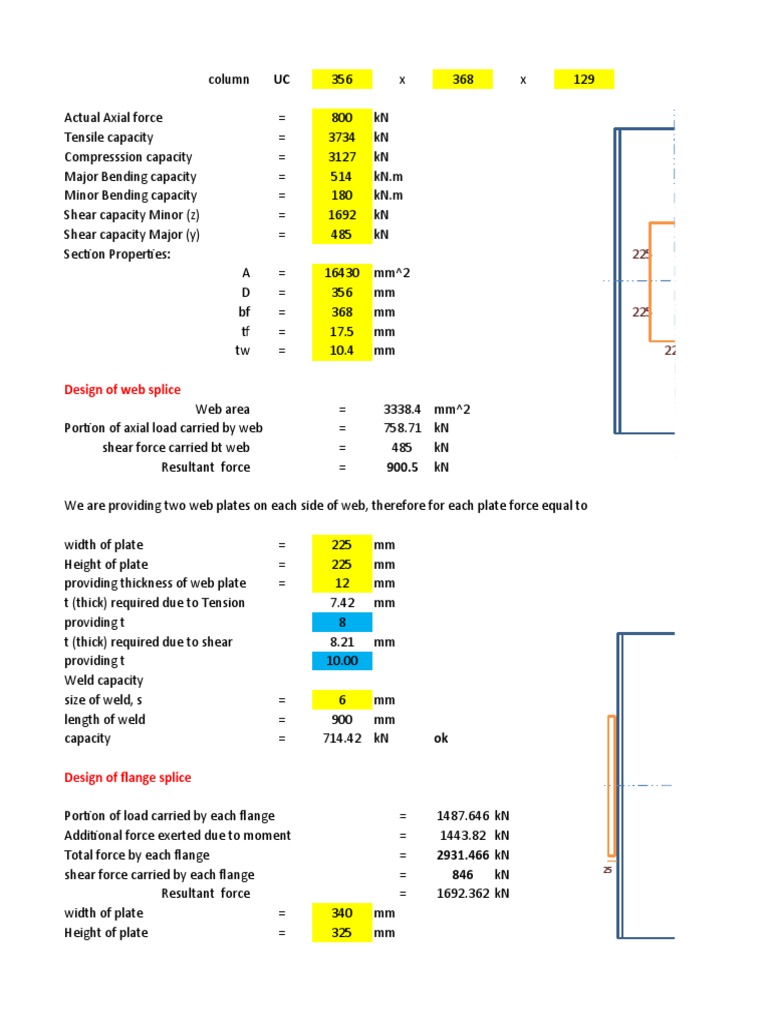 Column Splice 356 x368x129 Column - Weld | Download Free PDF | Bending ...