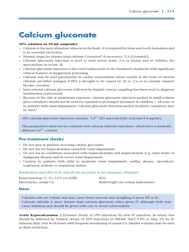 Calcium Gluconat (Ca Gluconas) | PDF | Intravenous Therapy | Calcium