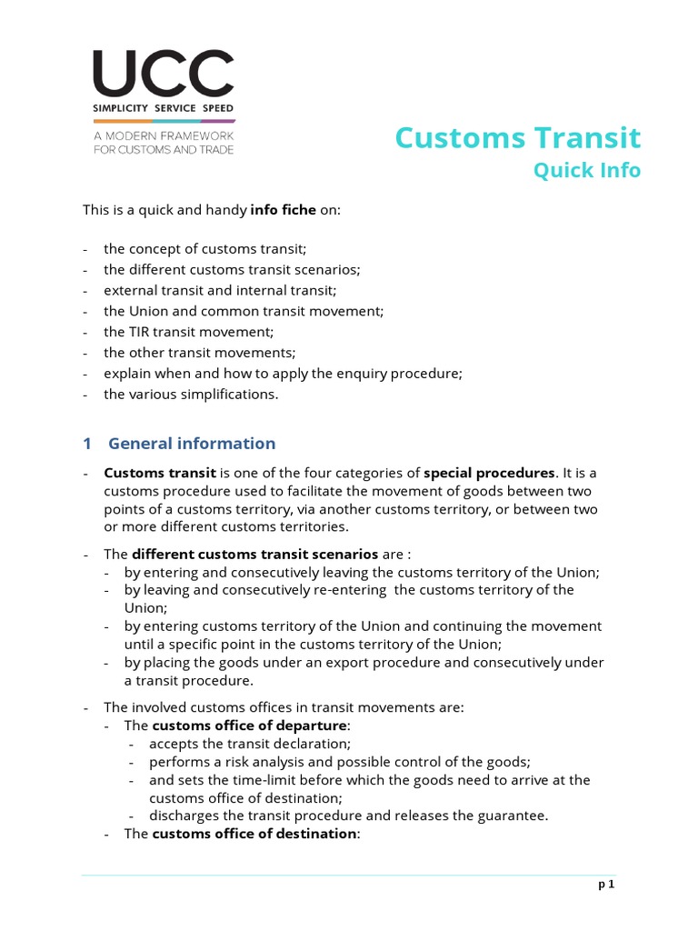 Customs Transit Procedures Explained | PDF | Customs | Government