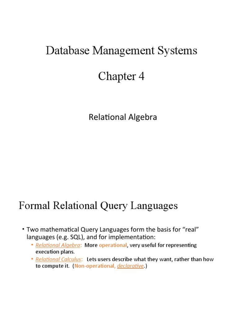 Database Management Systems: Relational Algebra | PDF | Relational Model | Data Model