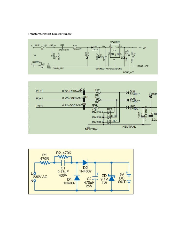 Transformerless R-C Power Supply | PDF