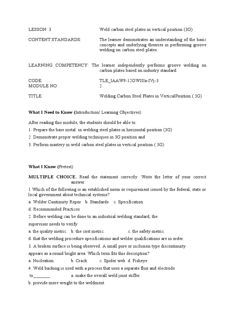 Q3, Module 2, Lesson 3 | PDF | Welding | Construction