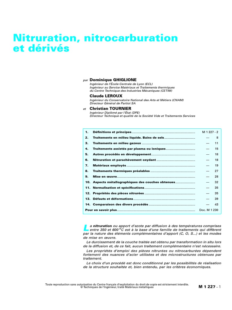 Nitruration, Nitrocarburation Et Dérivés | PDF | Acier | Métaux