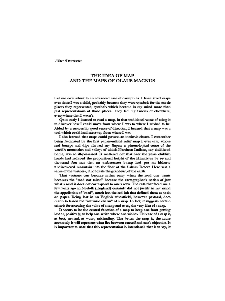 SWANSON (1995) The Idea of Map and The Maps of Olaus Magnus | PDF ...