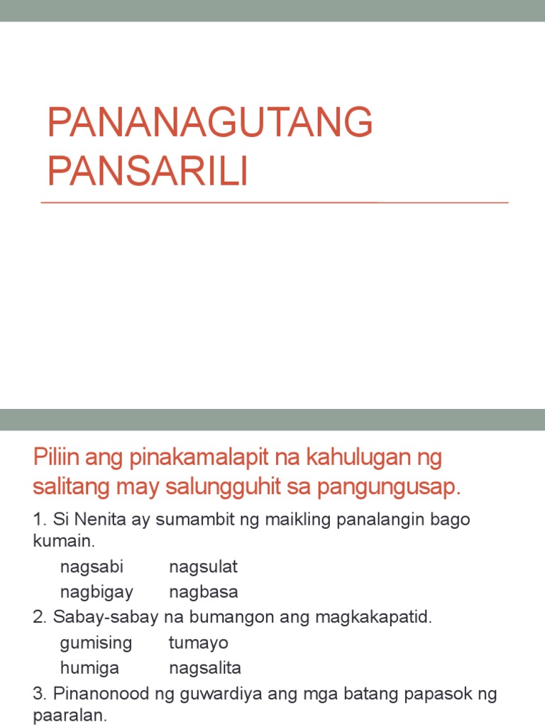 Pananagutang Pansarili Grade 2 | PDF