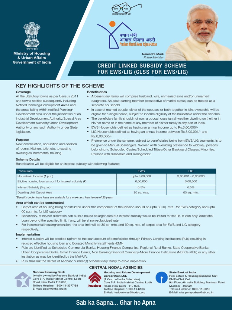 Credit Linked Subsidy Scheme For Ews/Lig (Clss For Ews/Lig) : Key ...
