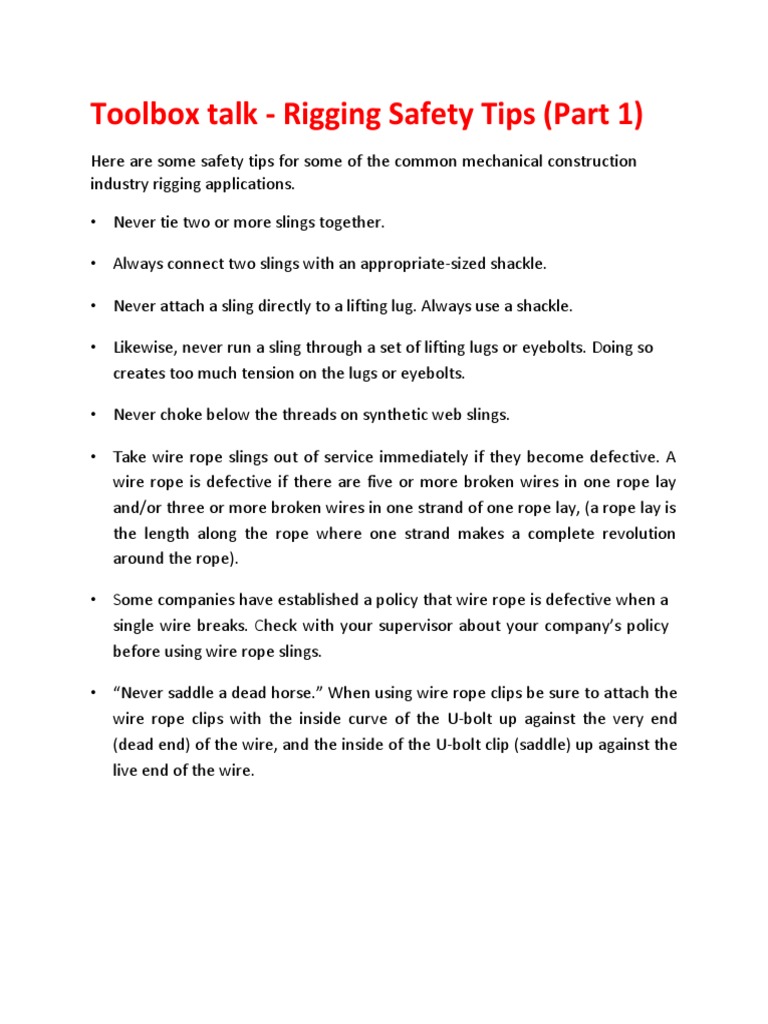 Rigging Safety Tips-1 | PDF