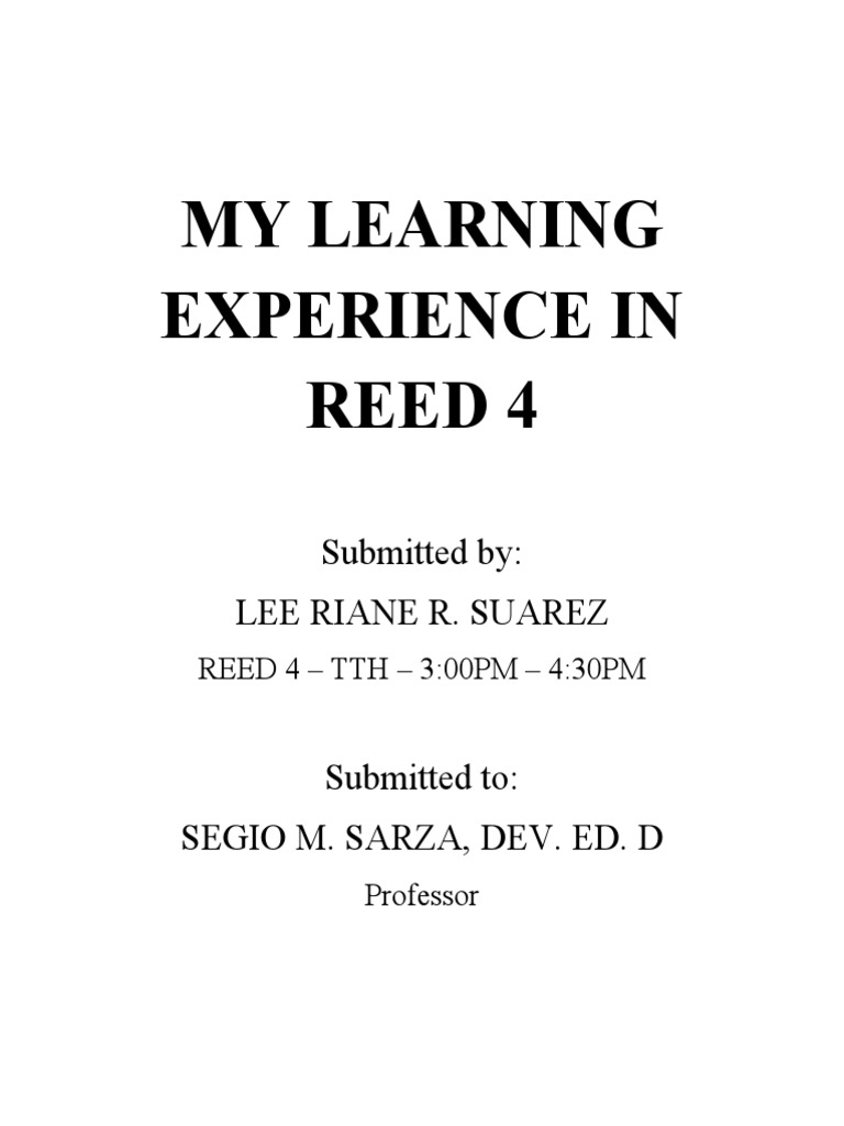 My Learning Experience in REED 4 | PDF | Catholic Social Teaching ...