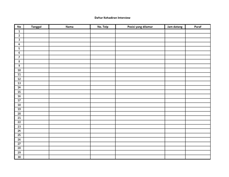 Form - Daftar Hadir Interview | PDF