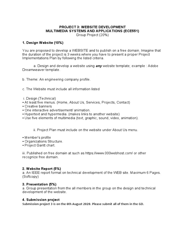 Project 3: Website Development Multimedia Systems and Applications (Ece551) | PDF