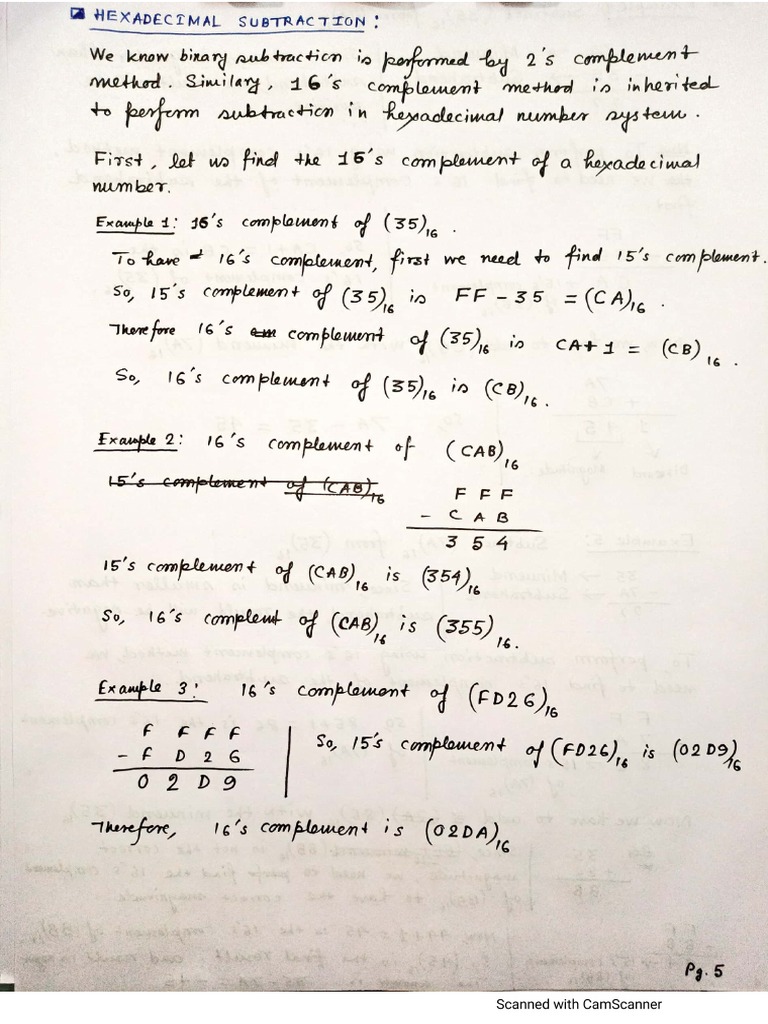 Hexadecimal Subtraction | PDF
