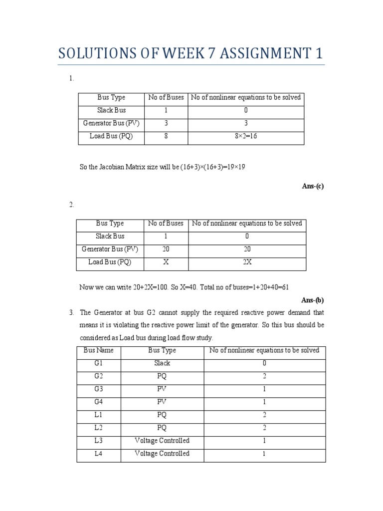 Solutions of Week 7 Assignment 1: Ans - (C) | Download Free PDF ...