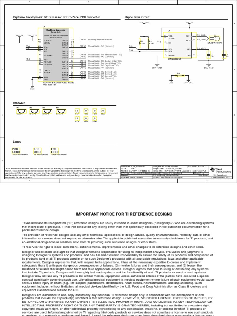 Captivate Development Kit: Processor PCB To Panel PCB Connector Haptic ...