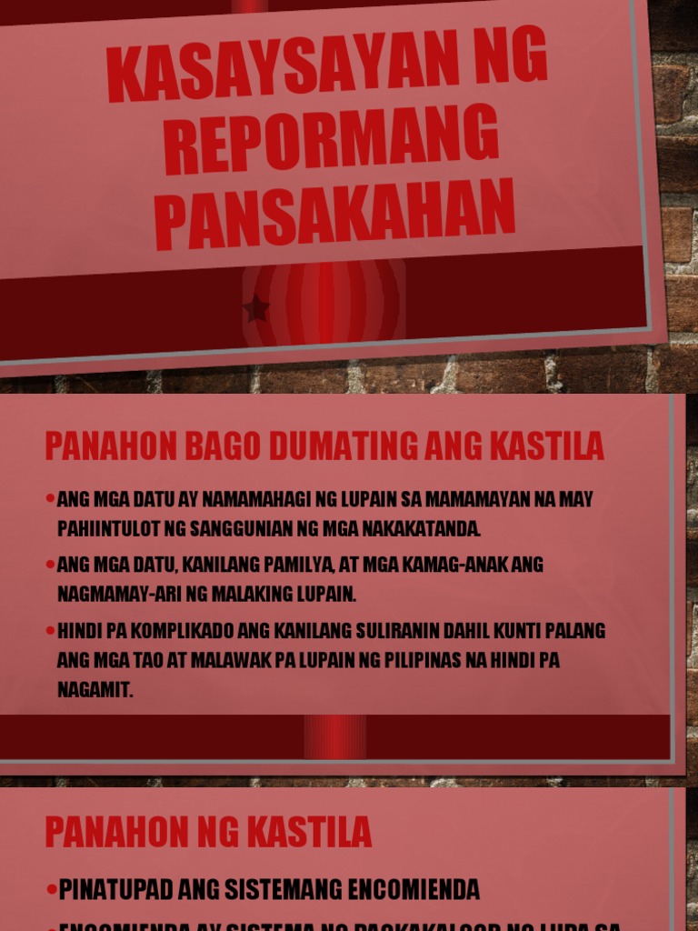 Kasaysayan NG Repormang Pansakahan | PDF