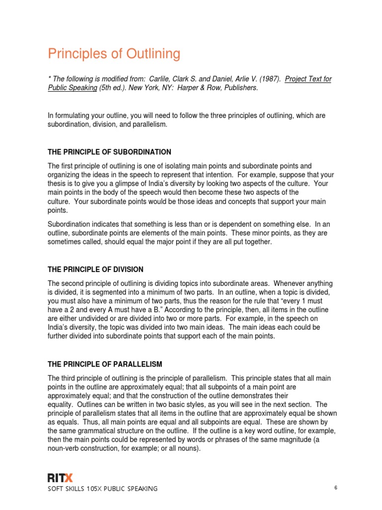 The Three Principles of Effective Outlining: Subordination, Division ...
