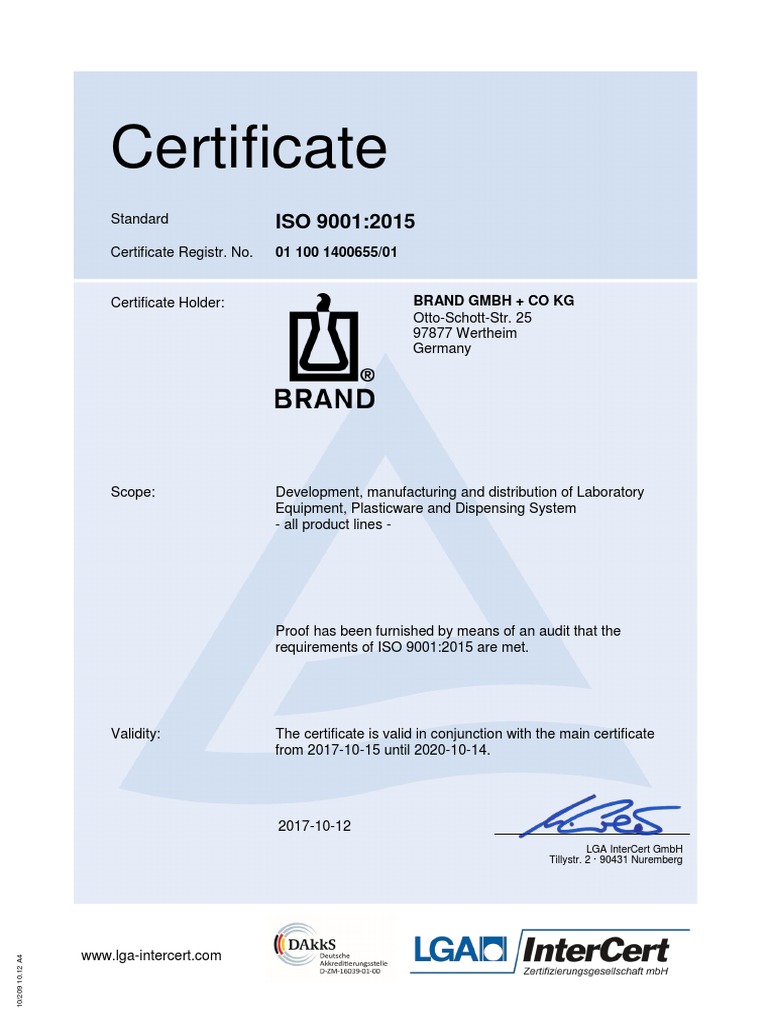 Certificate: Lga Intercert GMBH Tillystr. 2 90431 Nuremberg | PDF
